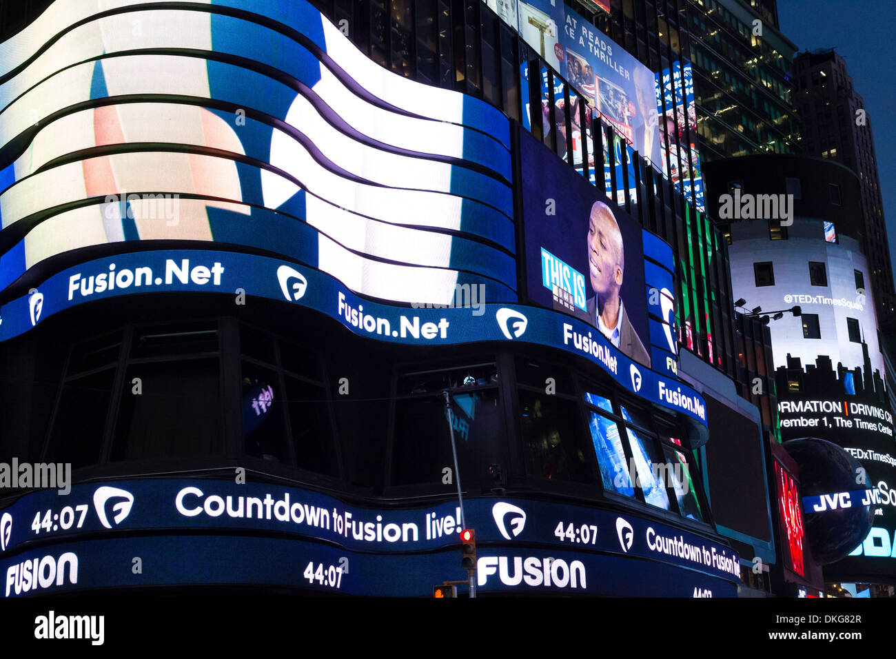 Times Square ABC Channel 7 Studios Lights at Night, NYC Stock Photo - Alamy