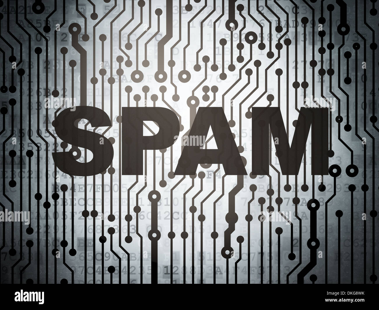 Privacy concept: circuit board with Spam Stock Photo - Alamy