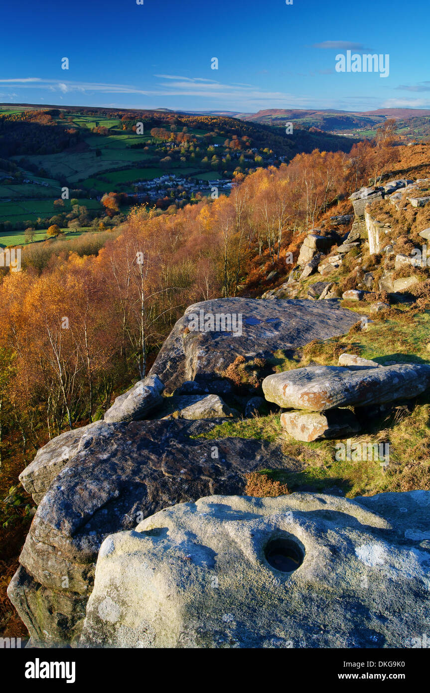 UK,Derbyshire,Peak District,Froggatt Edge & Derwent Valley Stock Photo ...