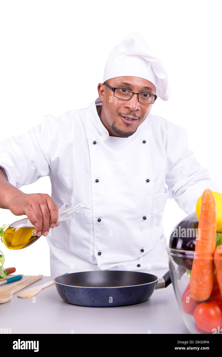 Male chef with fruits and vegetables cooking Stock Photo - Alamy