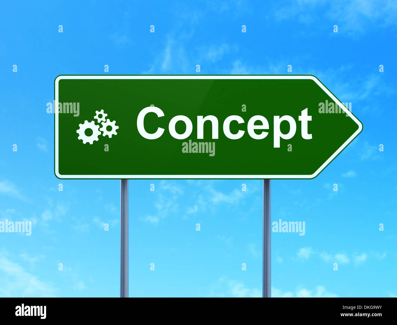 Advertising concept: Concept and Gears on road sign background Stock ...