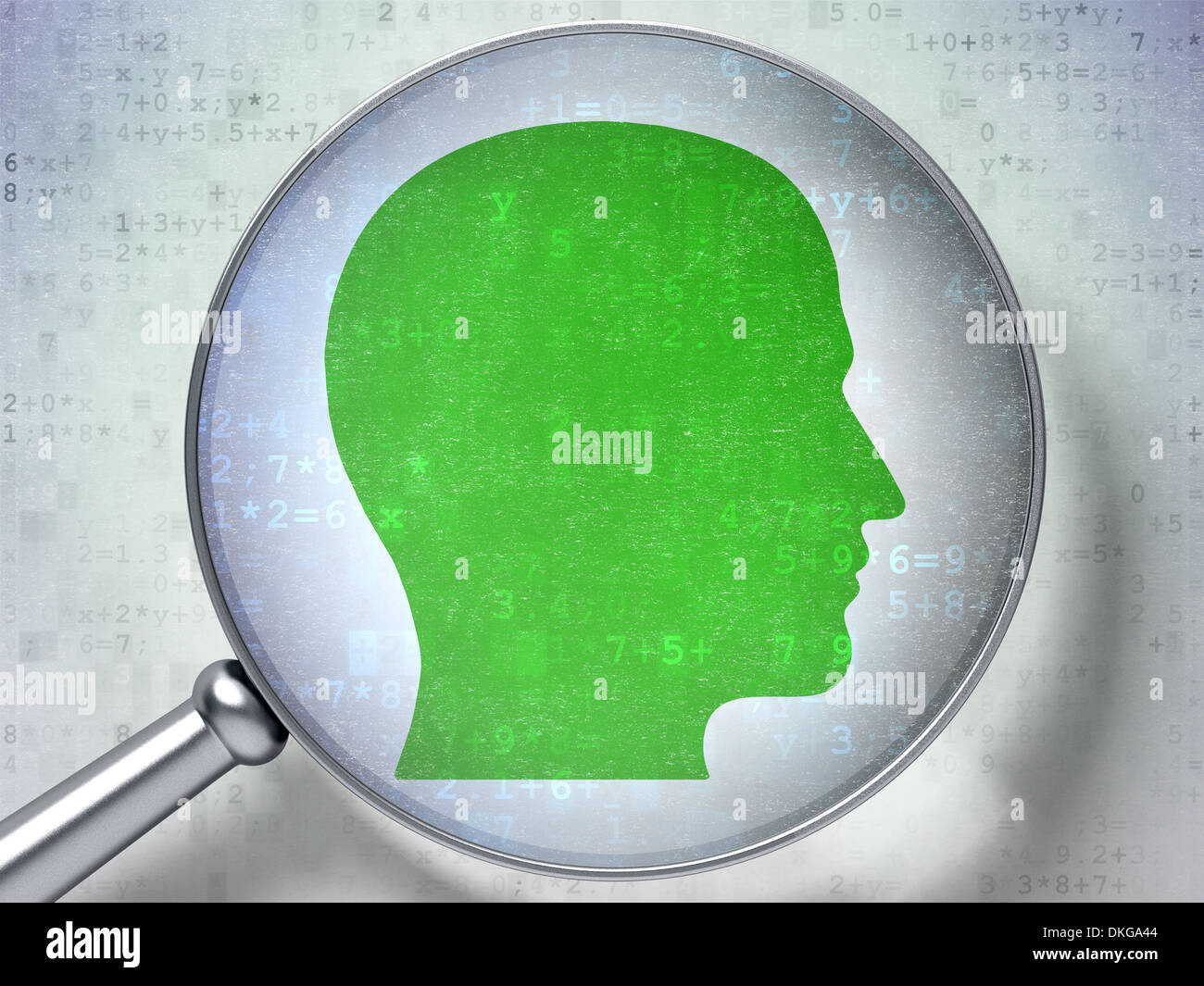 Education concept: Head with optical glass on digital background Stock ...