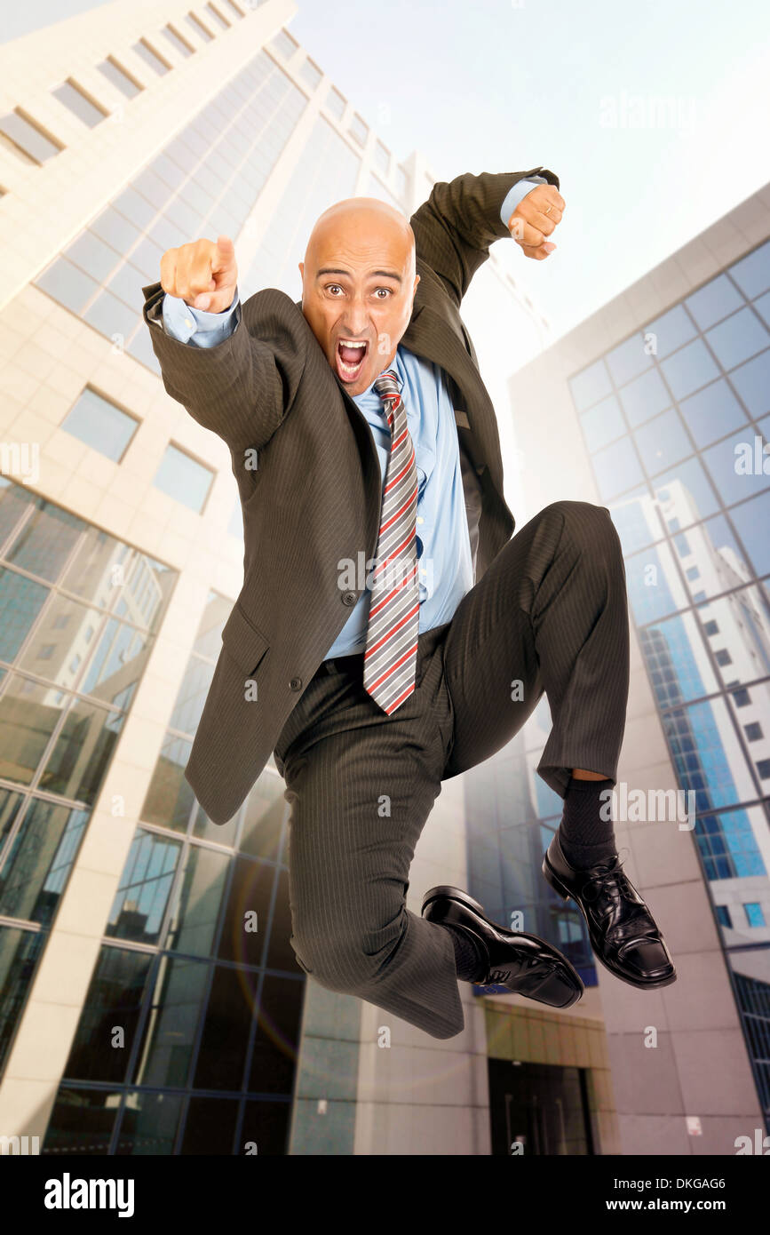 Happy high jump businessman hi-res stock photography and images - Alamy
