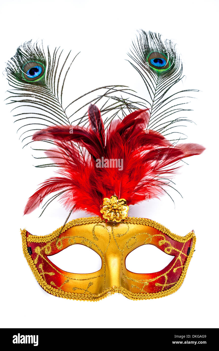 Colorful carnival mask on a white background Stock Photo - Alamy