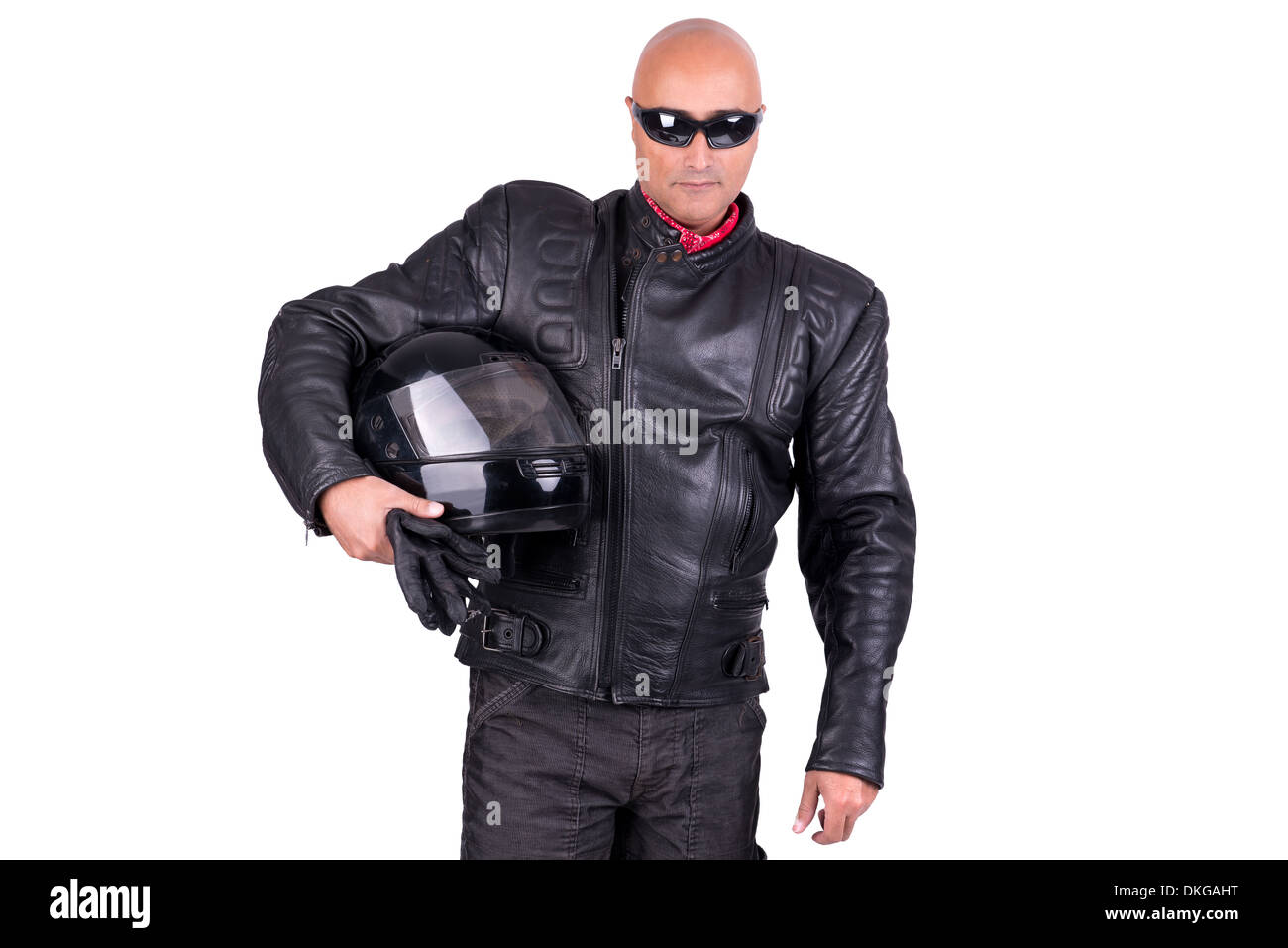 Motorbike rider against a white background Stock Photo - Alamy