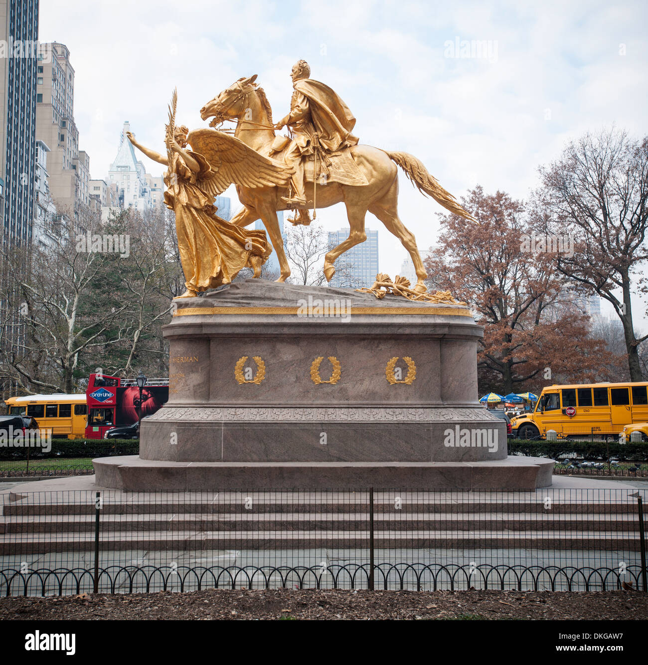 The equestrian statue of General William Tecumseh Sherman is seen after ...
