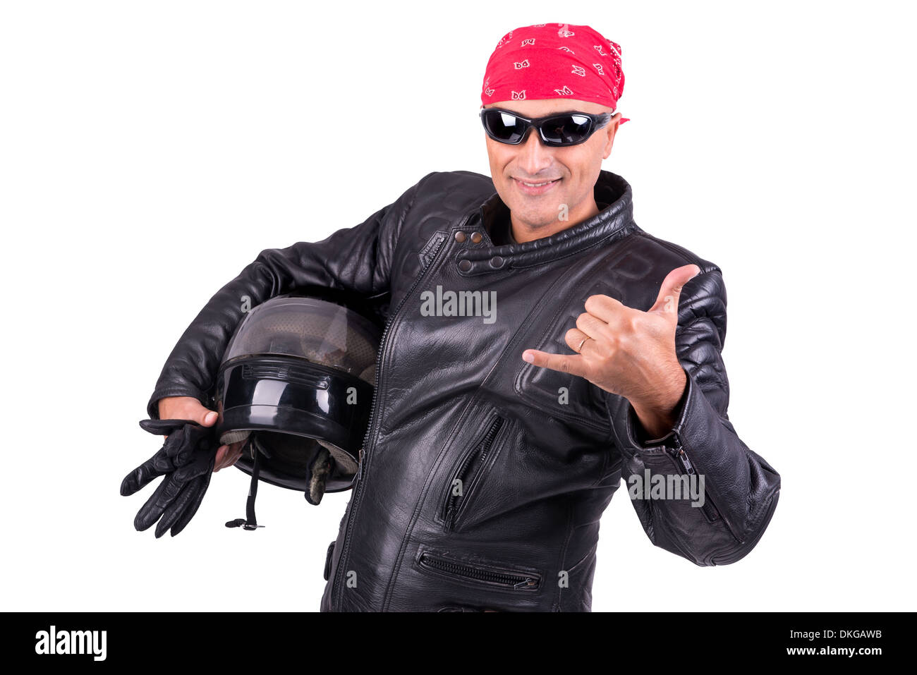 Motorbike rider against a white background Stock Photo - Alamy