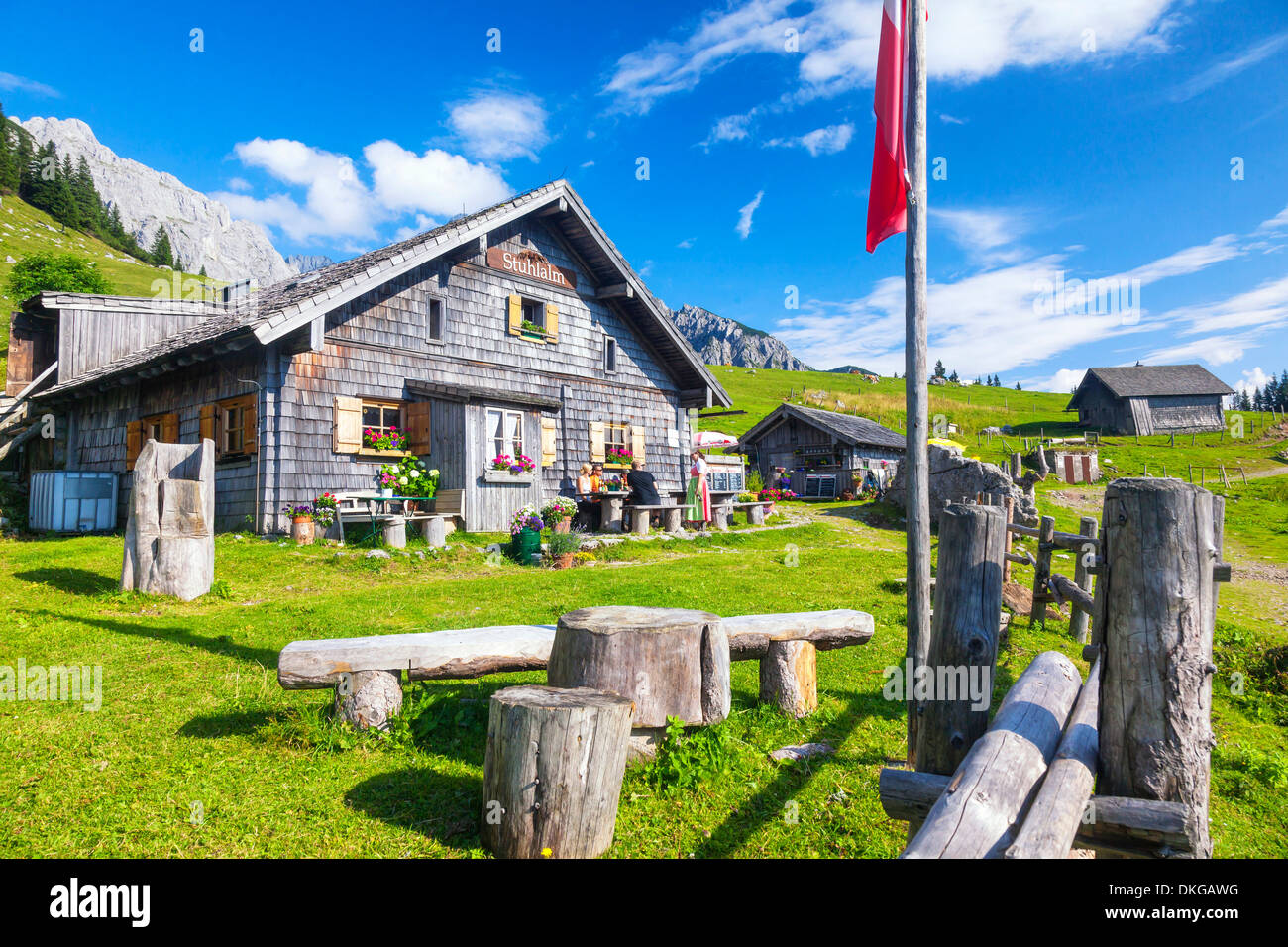Alpine hut at the Gosaukamm, Salzburg State, Austria Stock Photo - Alamy