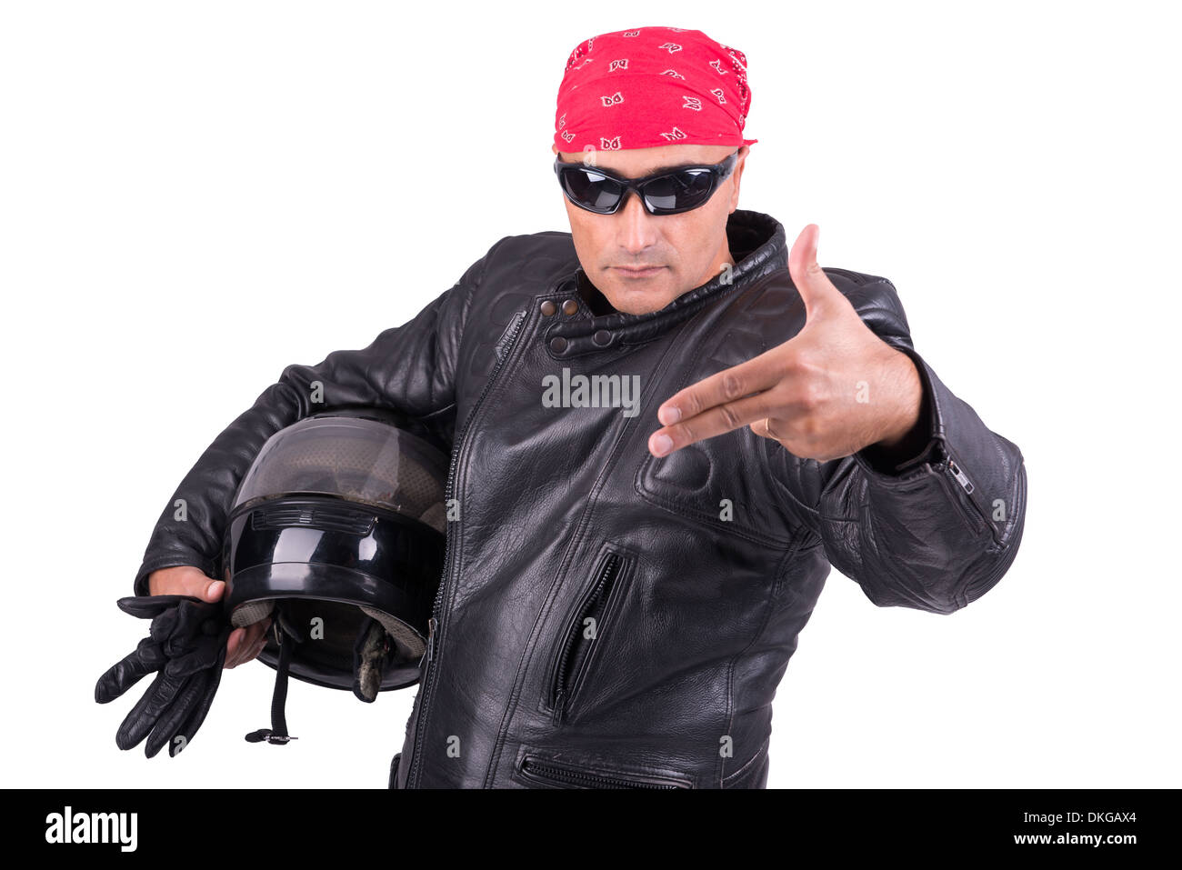Motorbike rider against a white background Stock Photo - Alamy