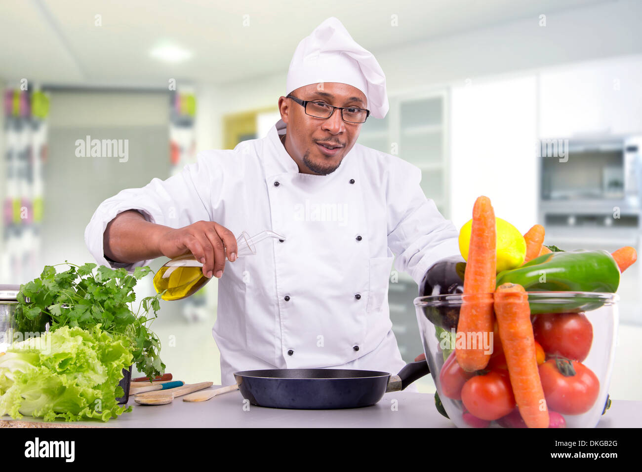 Male chef with fruits and vegetables cooking Stock Photo - Alamy
