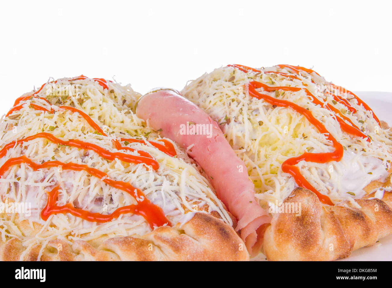 canzona in close shot with cheese and ham in the middle Stock Photo - Alamy