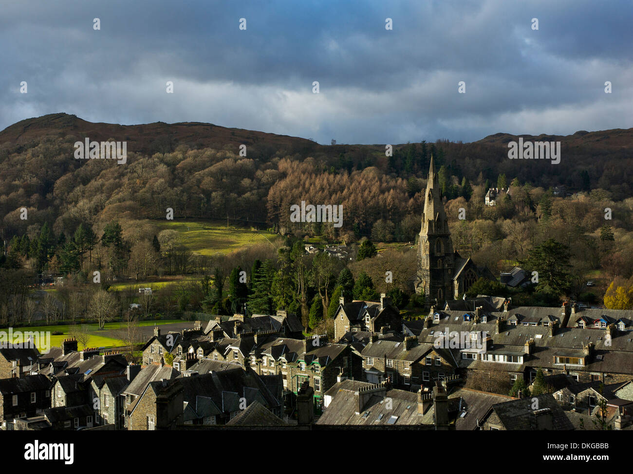 Ambleside and the spire of St Mary's Church, Lake District National ...