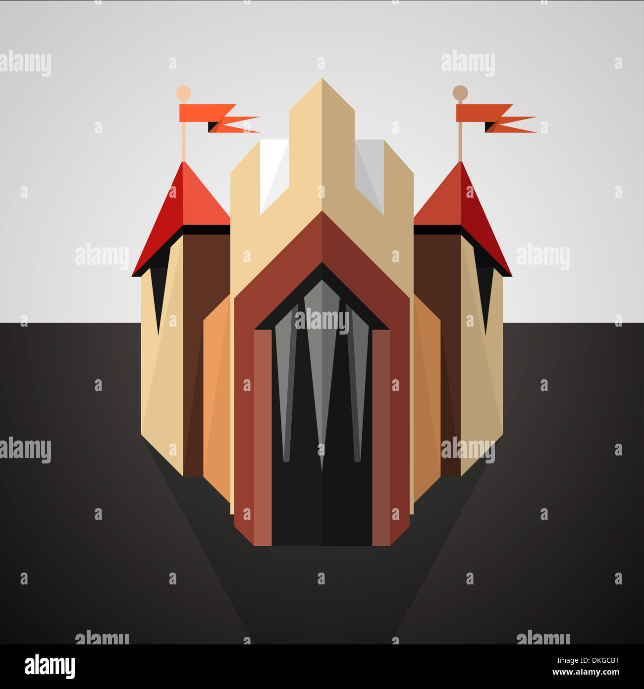 Cartoon castle drawn in perspective. Icon Stock Photo - Alamy