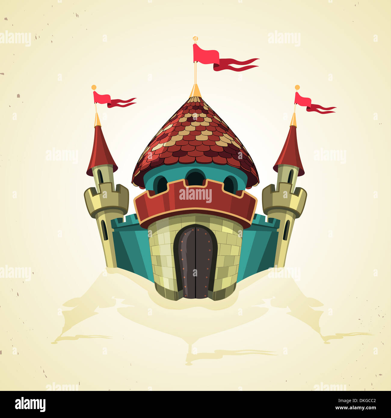 Cartoon fortified castle with flags. Icon Stock Photo - Alamy