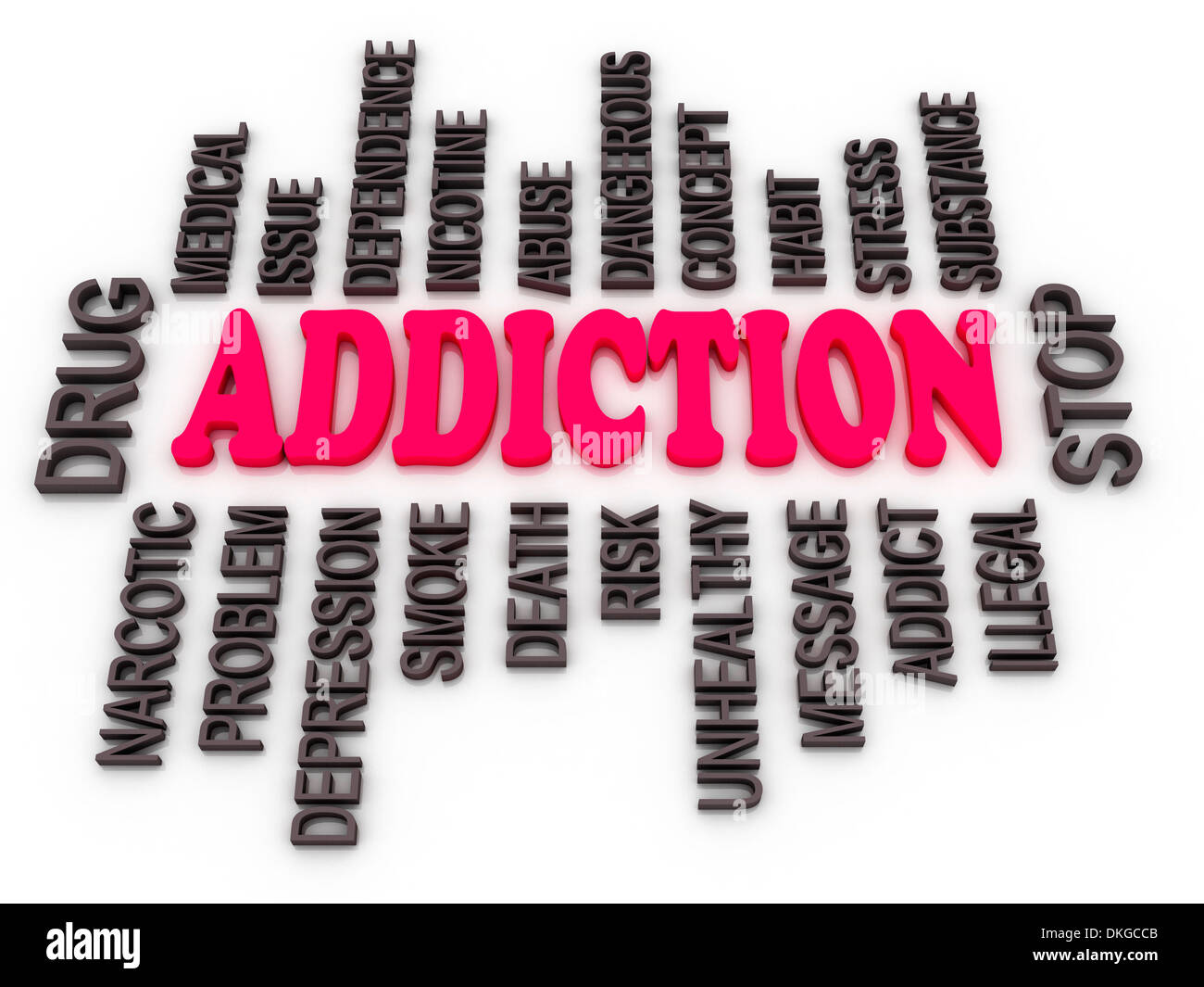 3d Addiction message. Substance or drug dependence conceptual design ...