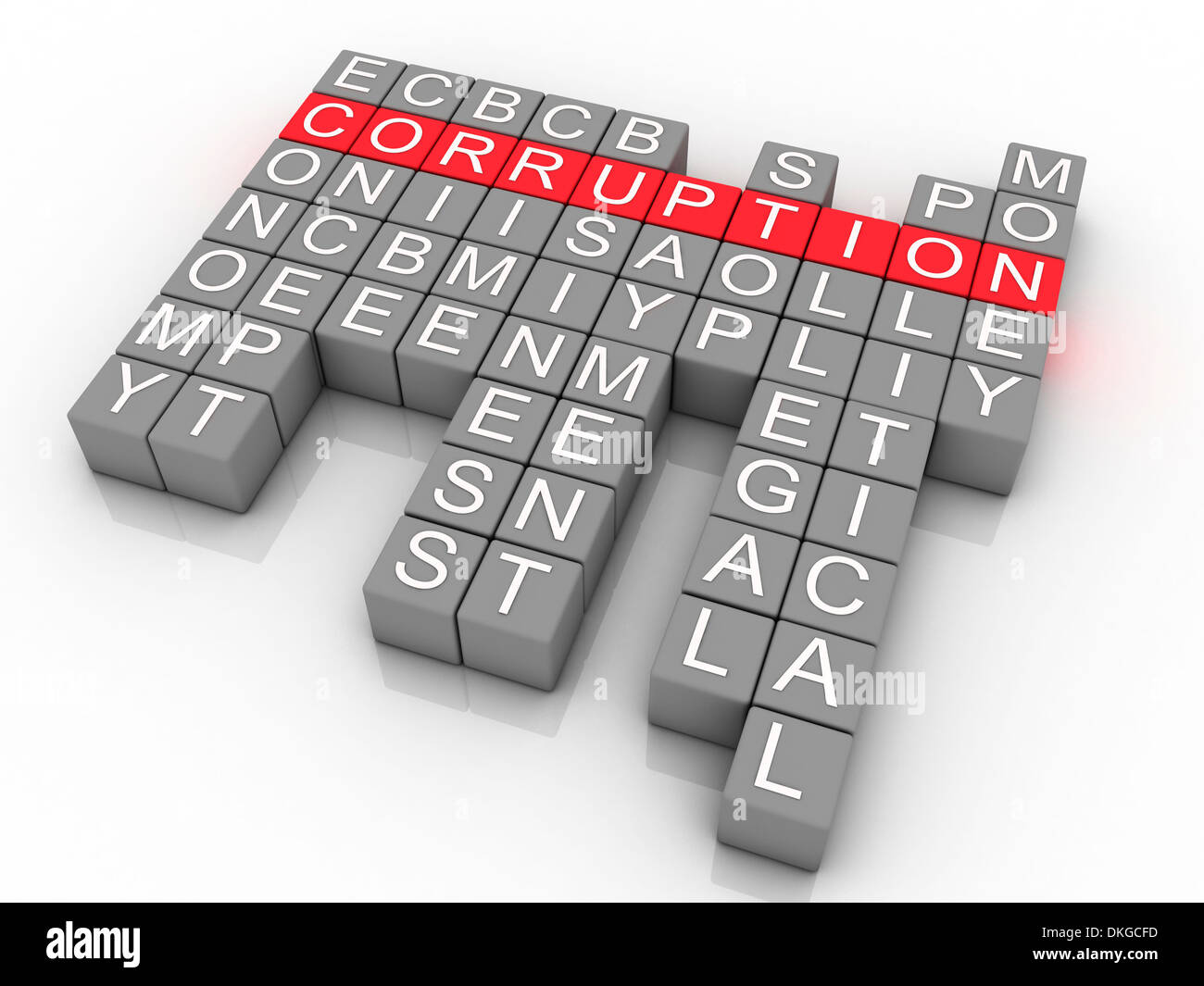 3d Corruption in word collage Stock Photo - Alamy