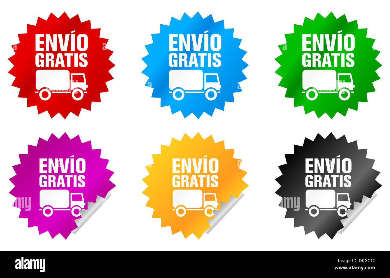 free shipping label or sticker of different colors, in spanish language ...