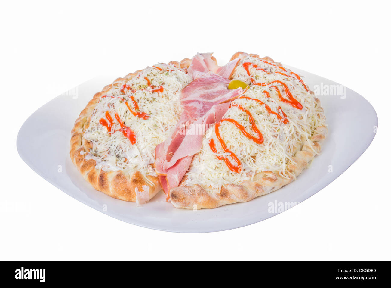 italian food called calzone on white plate Stock Photo - Alamy