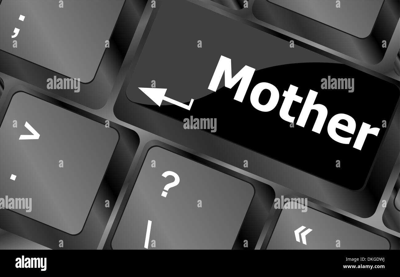Keyboard with mother word on computer button Stock Photo - Alamy