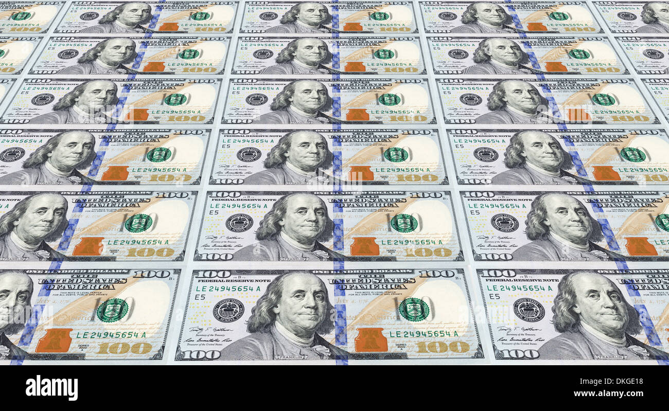 Several of the Newly Designed U.S. One Hundred Dollar Bills. Money ...
