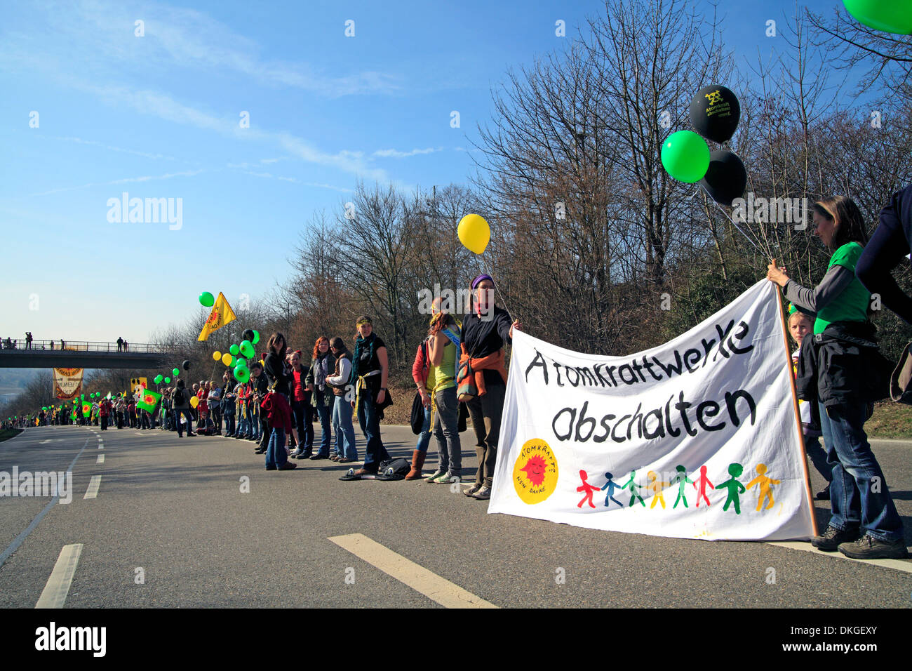Anti-nuclear activist, nuclear power plant, Neckarwestheim, Baden ...