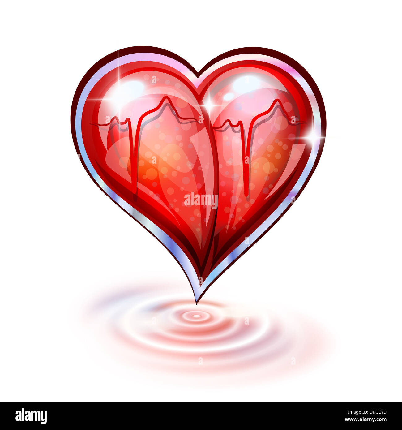 Heart of glass and ripples on white Stock Photo - Alamy