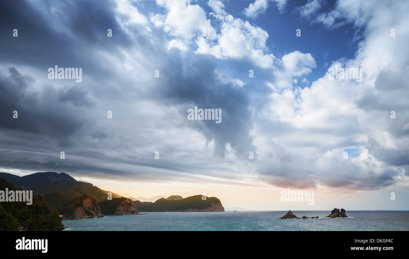 Adriatic Sea landscape with dramatic cloudy sky Stock Photo - Alamy
