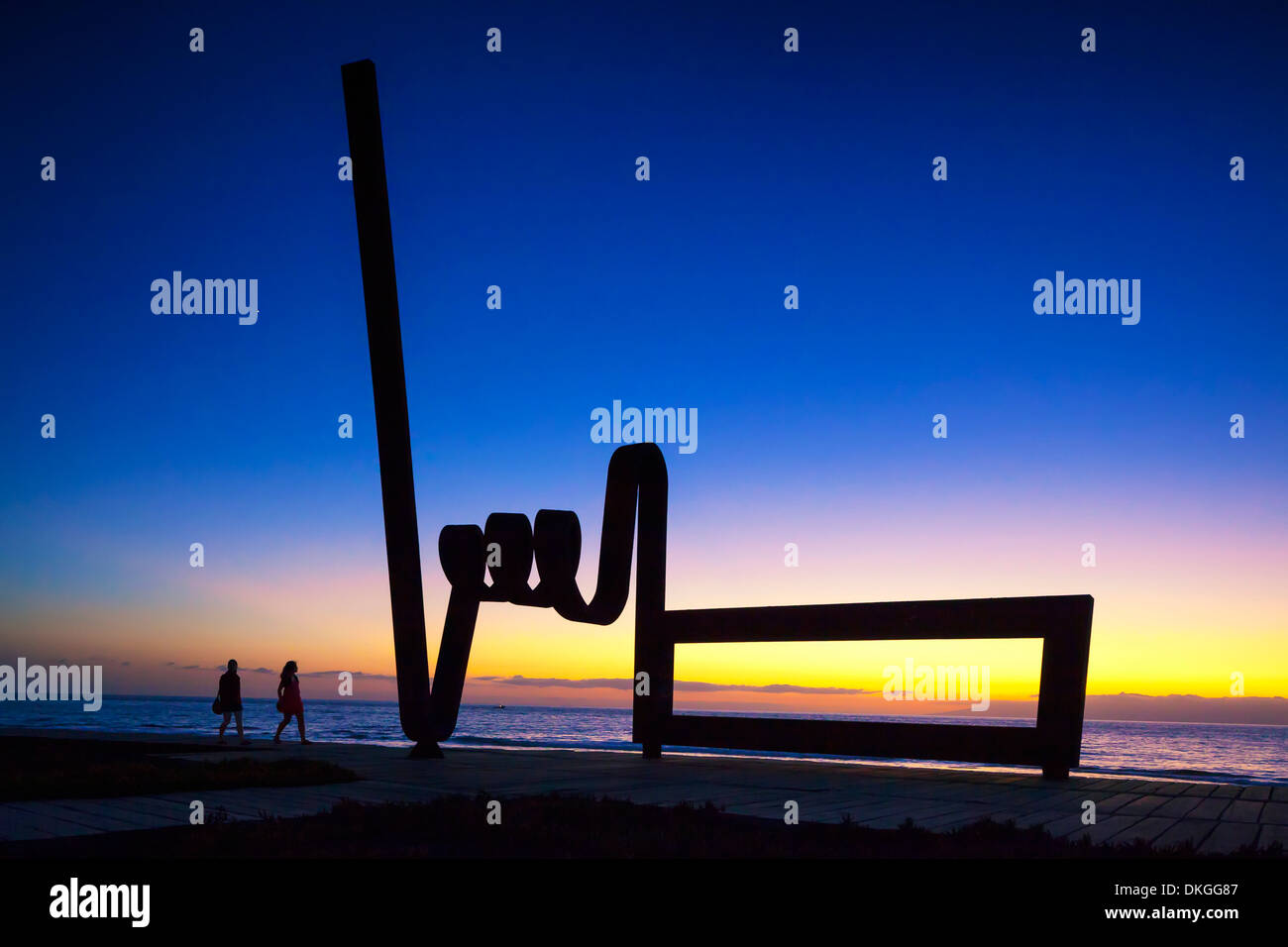 Sunset at Playa de las Americas, Tenerife, Canary Islands, Spain Stock ...