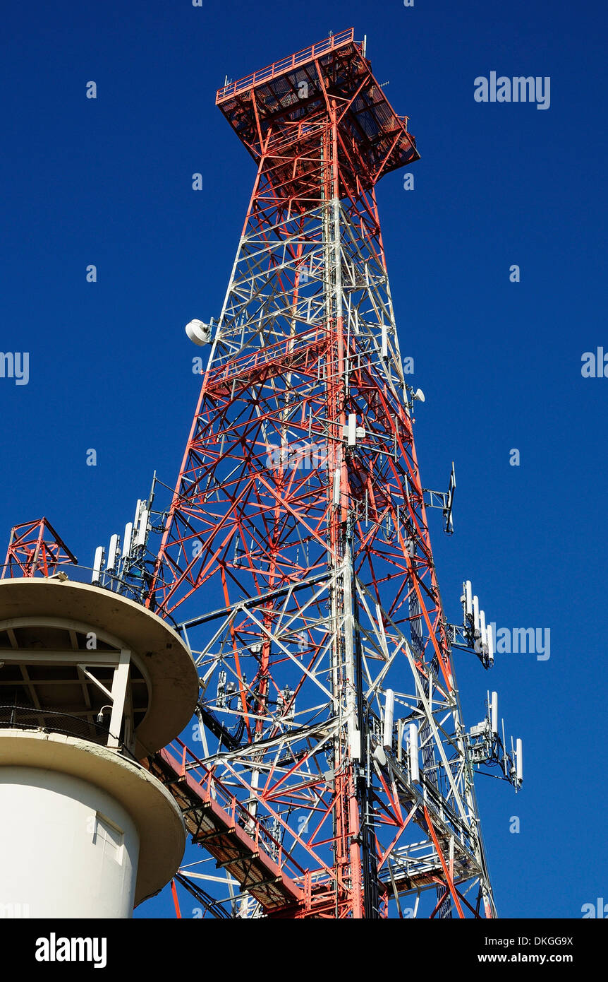 Crowded Cellular Phone Base Station Tower Stock Photo - Alamy
