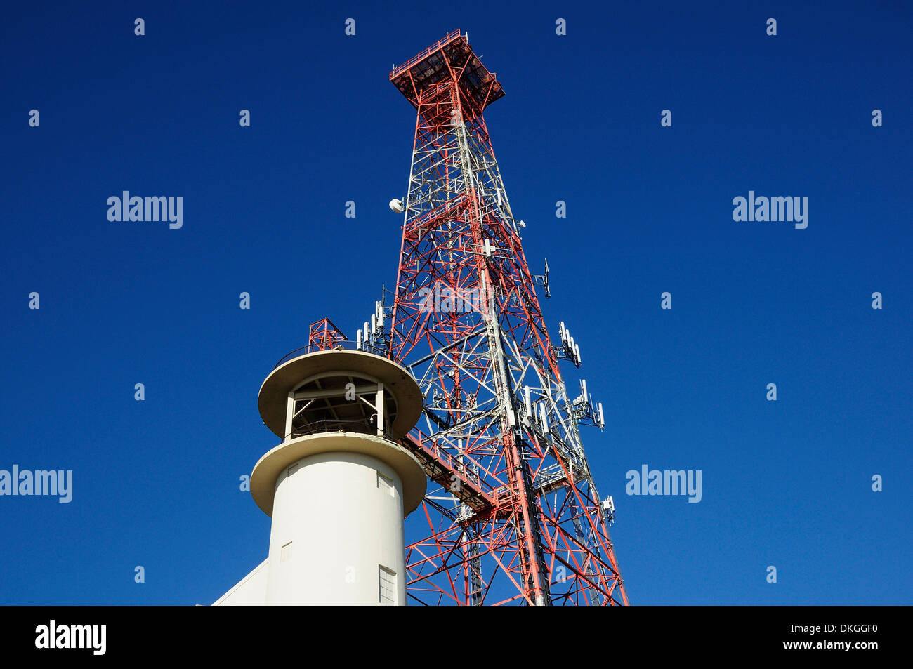 Crowded Cellular Phone Base Station Tower Stock Photo - Alamy