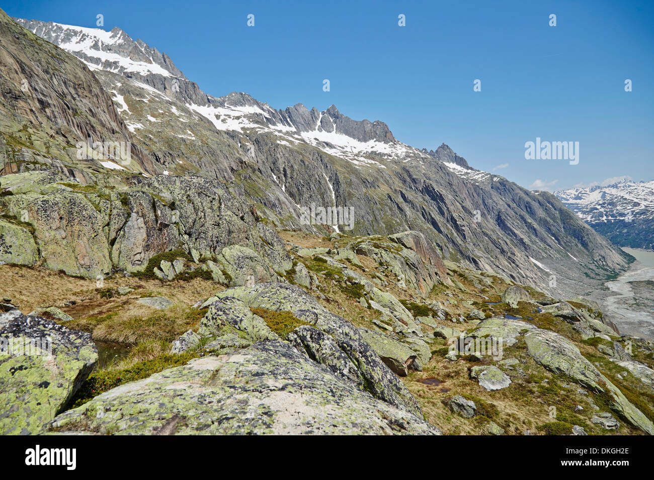 Alpine landscape at Lauteraar Glacier with Lake Grimsel, Bernese ...