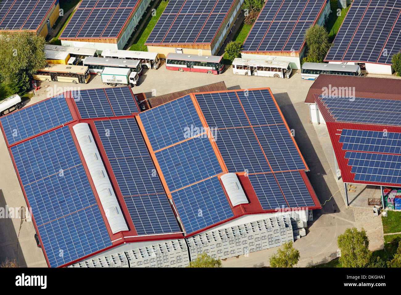 Solar panels on roofs, in Bad Krozingen, Baden-Wuerttemberg, Germany ...