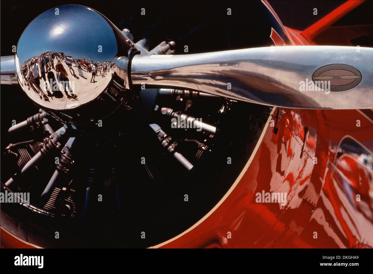 Close-up of Vintage Bi-plane engine and propeller Stock Photo - Alamy