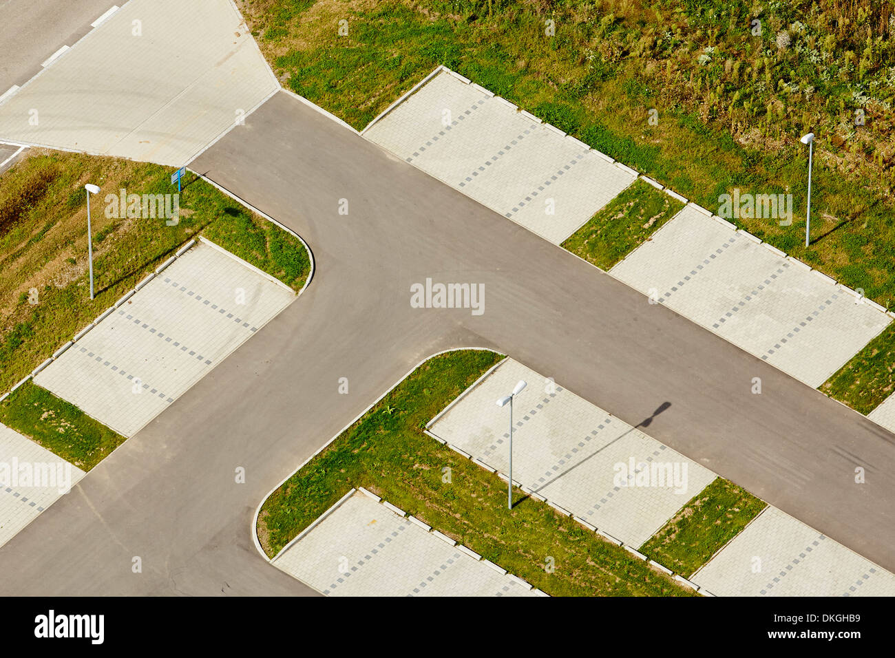 Empty parking lot, Bremgarten, Baden-Wuerttemberg, Germany, aerial ...