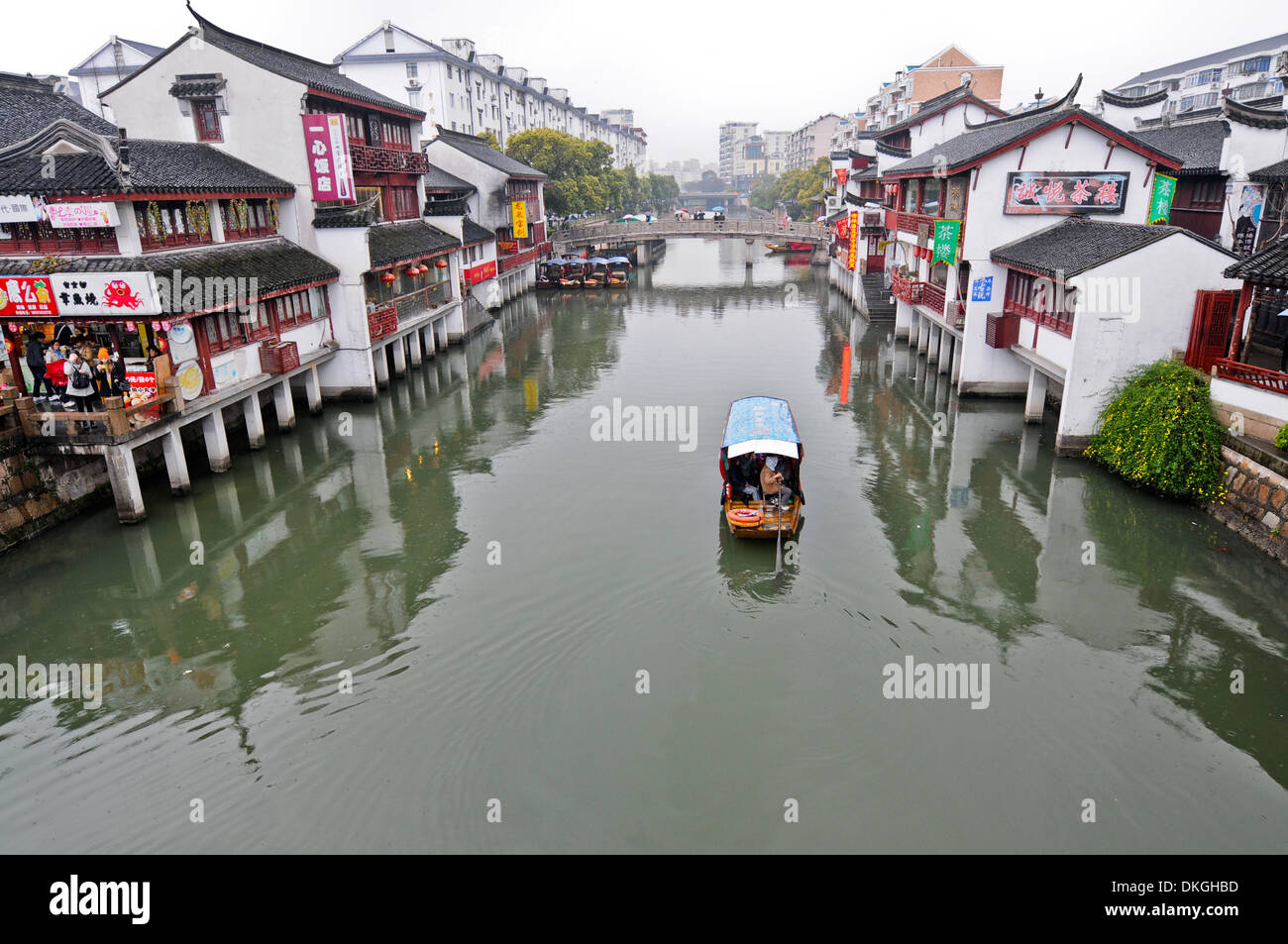 View on traditional houses and Puhui River in Qibao Old Street area in ...