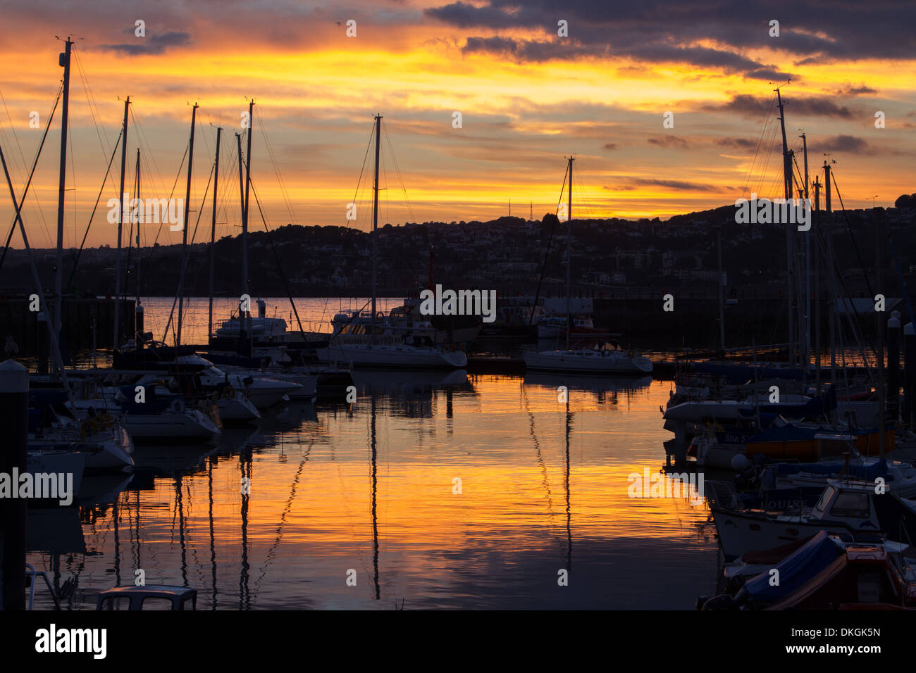 Sunset Torquay Harbour Twilight Stock Photo - Alamy