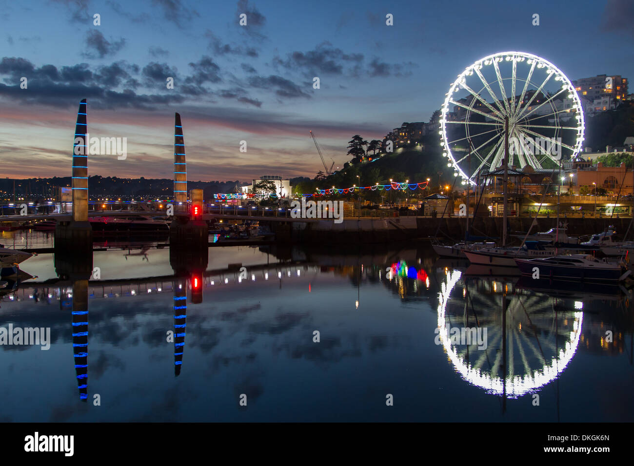 Torquay Harbour Twilight Big Wheel is the dominant feature alongside ...