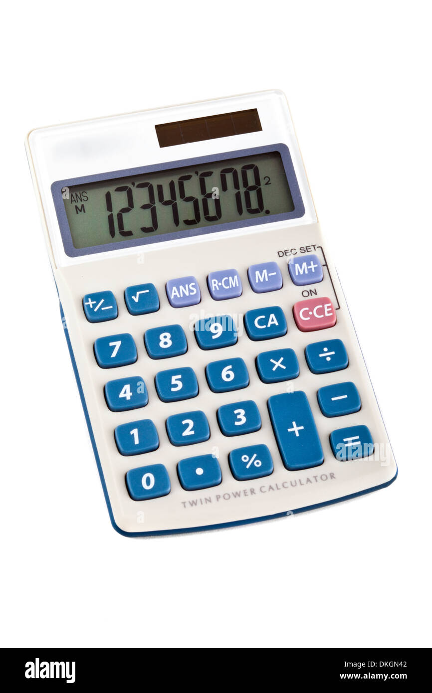 Calculator over a plain white background Stock Photo - Alamy