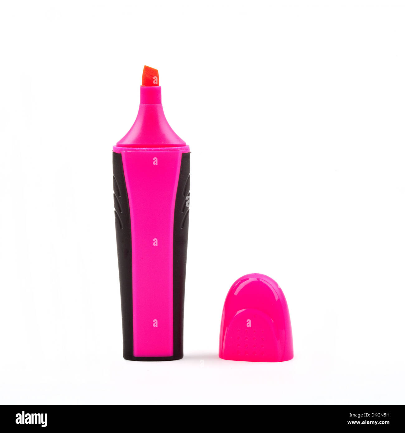 A pink Highlighter pen over a white background Stock Photo - Alamy