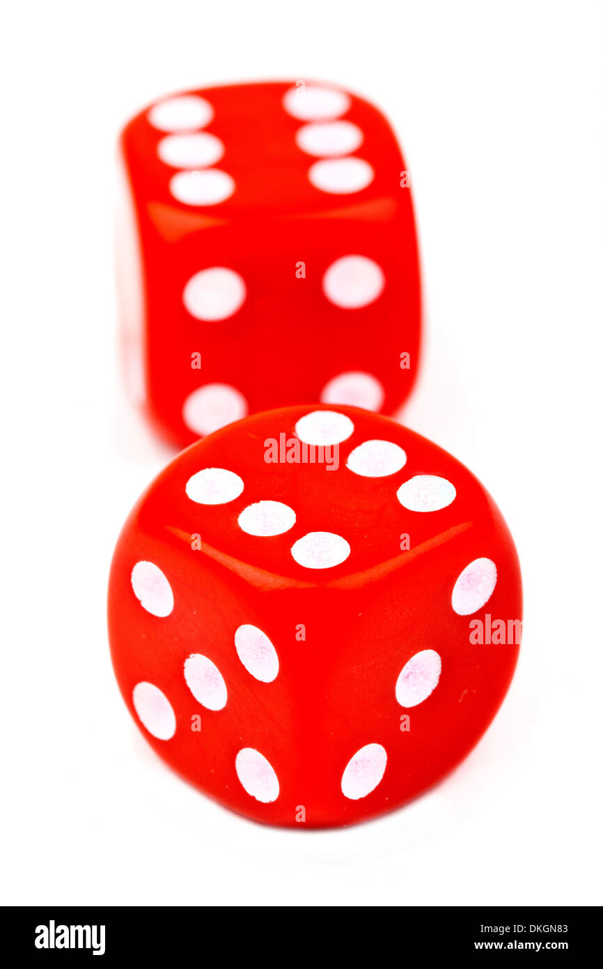 Red Dice over a plain white background Stock Photo - Alamy