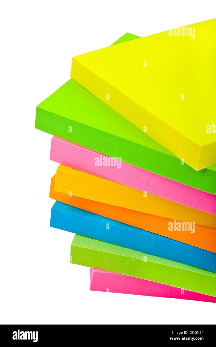 Stack of Sticky Note Pads over a white background Stock Photo - Alamy