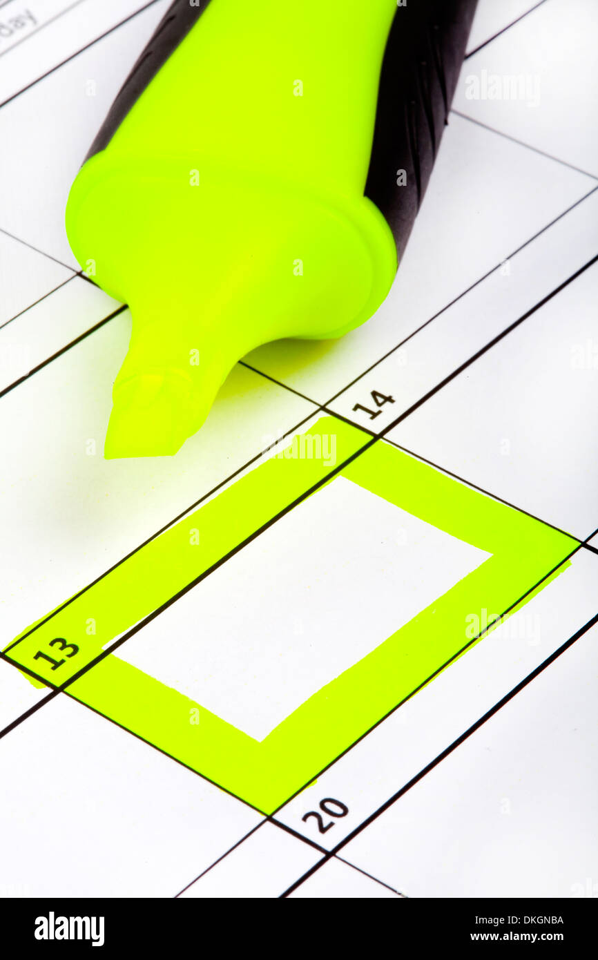 Date highlighted on a Calendar Stock Photo - Alamy