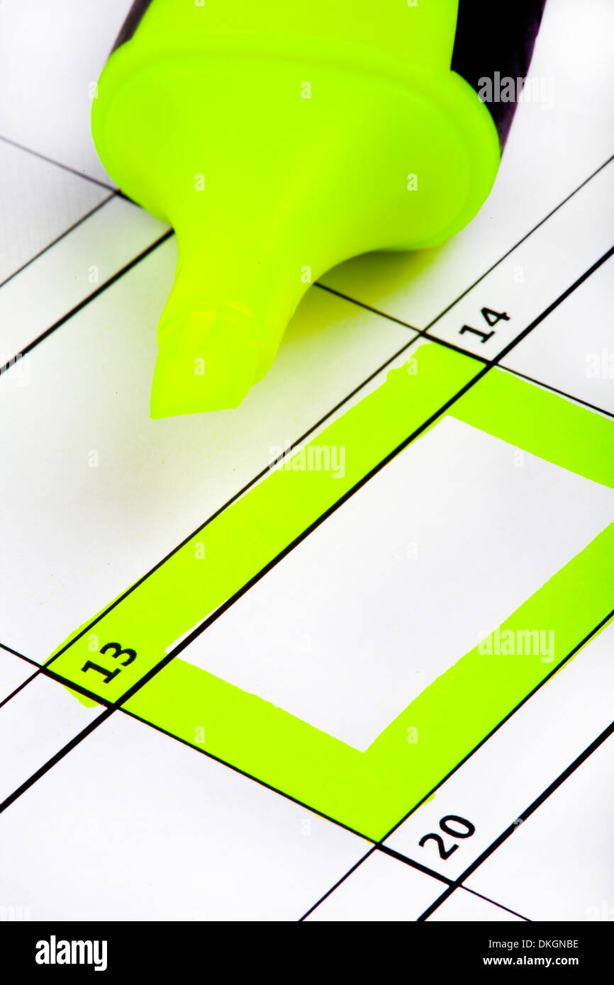 Date highlighted on a Calendar Stock Photo - Alamy