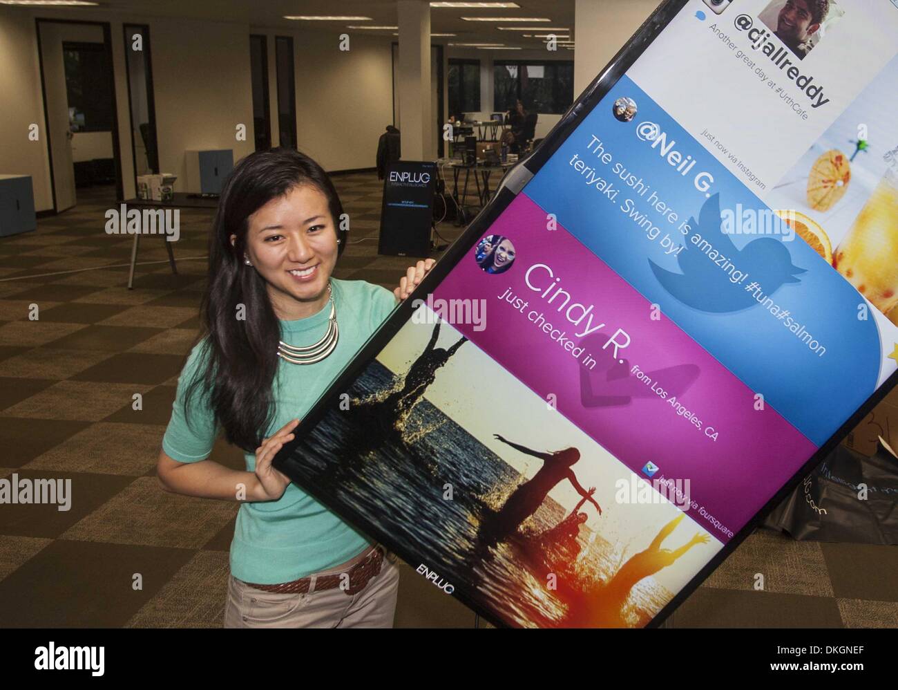 Los Angeles, California, USA. 26th Nov, 2013. Nanxi Liu, CEO of Enplug ...
