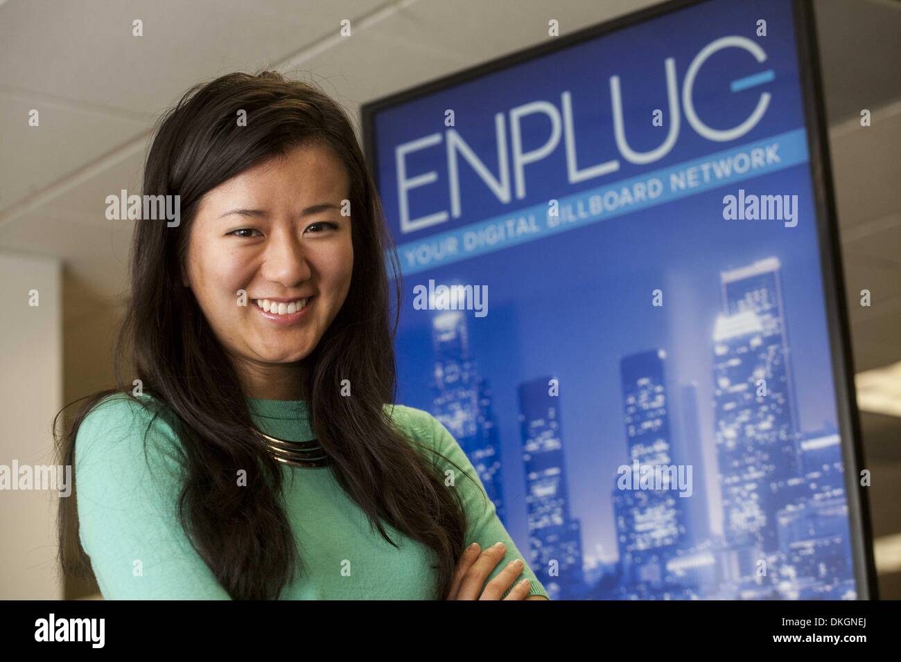 Los Angeles, California, USA. 26th Nov, 2013. Nanxi Liu, CEO of Enplug ...
