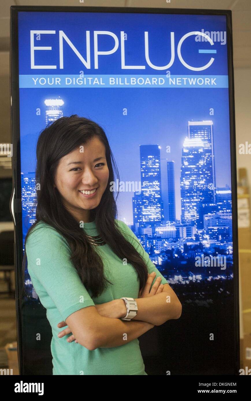 Los Angeles, California, USA. 26th Nov, 2013. Nanxi Liu, CEO of Enplug ...