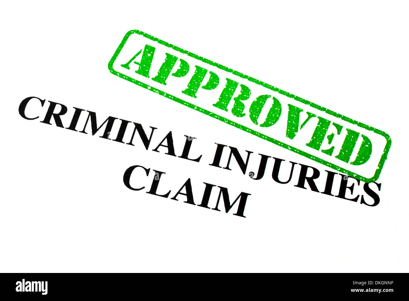 Close-up of an 'Approved' Criminal Injuries Claim letter Stock Photo ...