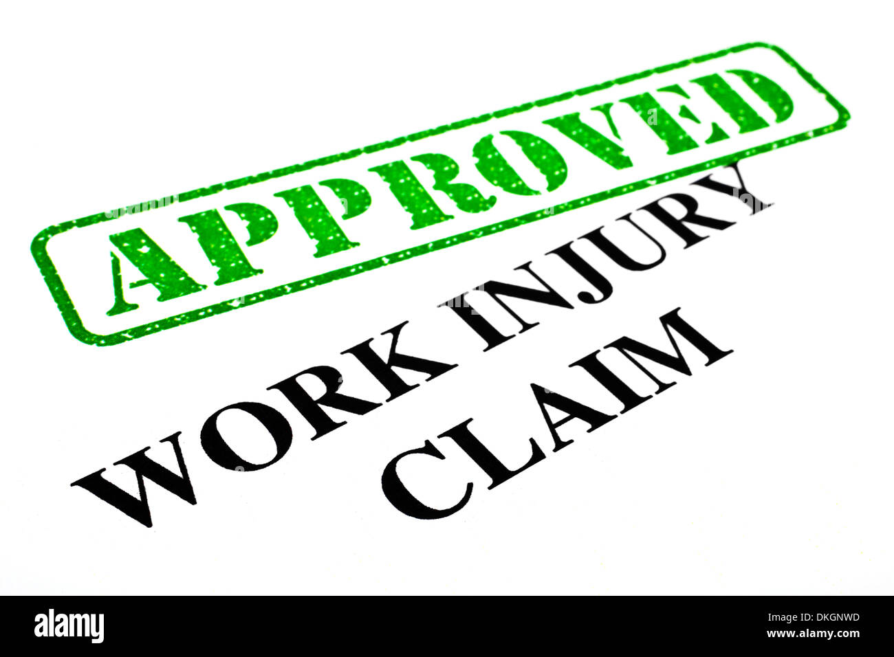 A close-up of an APPROVED Work Injury Claim document Stock Photo - Alamy
