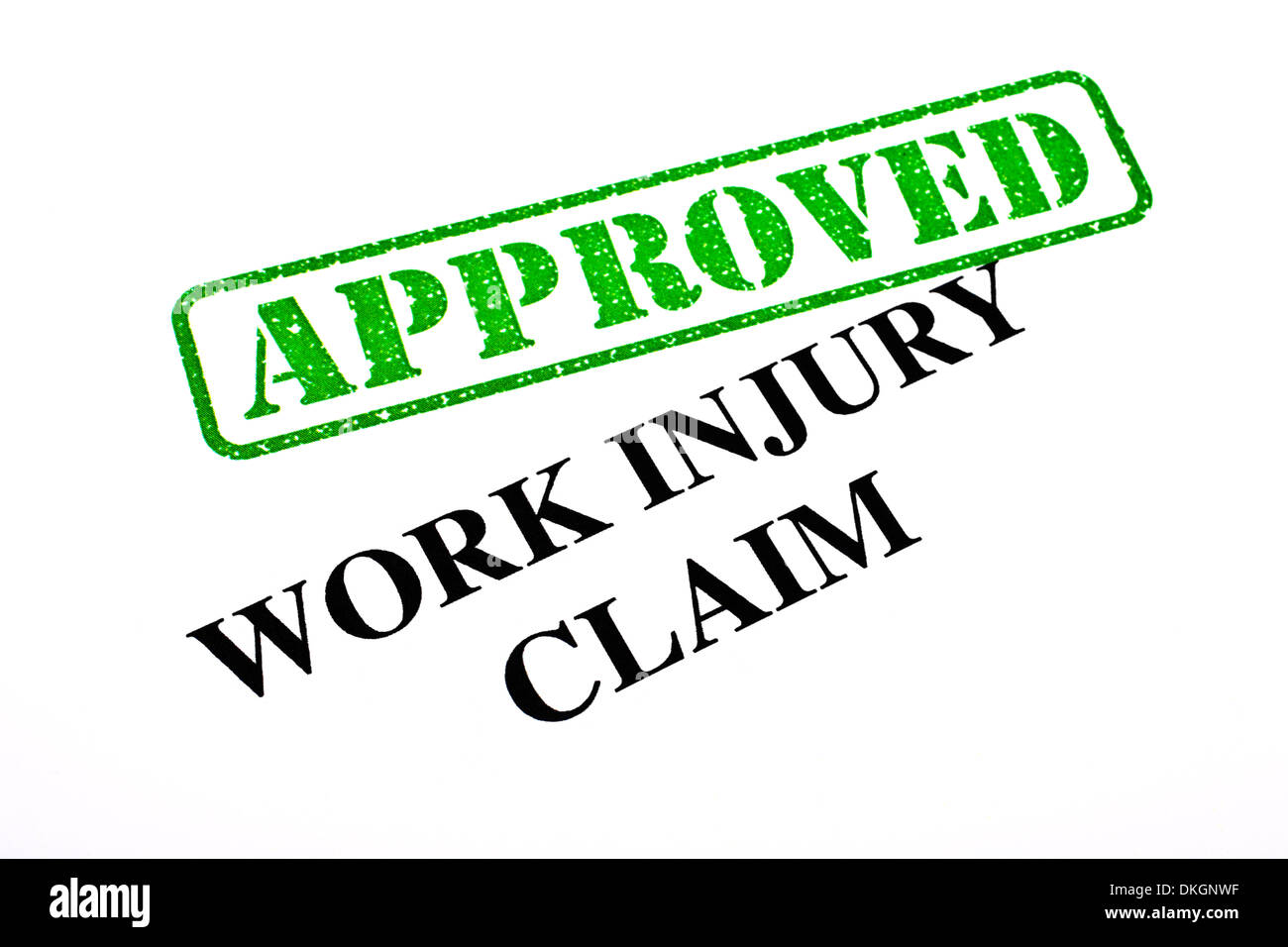 A close-up of an APPROVED Work Injury Claim document Stock Photo - Alamy