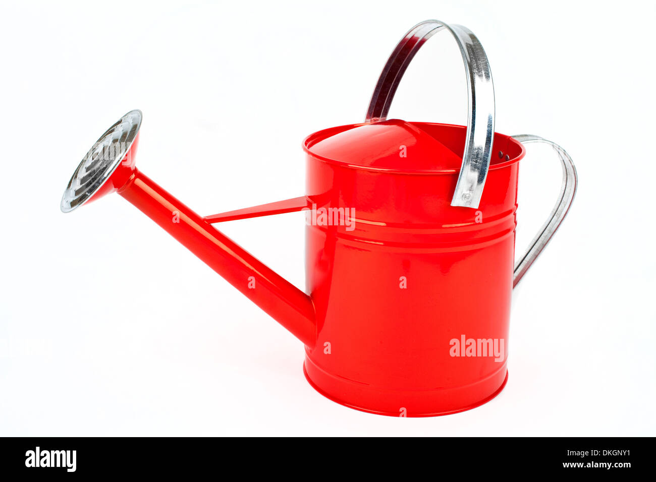 A red Watering Can over a white background Stock Photo - Alamy